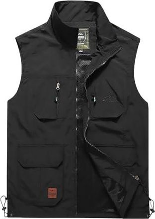Generic Gilet dext&eacute;rieur pour homme - Sans capuche - Avec poches - Gilet dhiver ultra l&eacute;ger - Couleur unie - Avec fermeture &eacute;clair - Gilet softshell - Grandes
