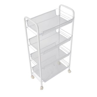 Dioche Rollbarer Aufbewahrungswagen, Mehrschichtiger, Langlebiger Metall-K&uuml;chenorganisator mit R&auml;dern f&uuml;r Snacks, Gem&uuml;se und K&uuml;che (Wei&szlig;e Vier Schichten)