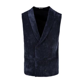 Daniele Alessandrini Weste aus Samt mit Einreiher - - Jackets - Herren - Blau - XL