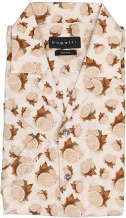 Bugatti Herren Kurzarmhemd beige Leinen