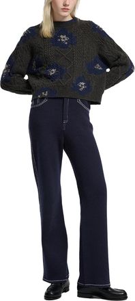 Barrie Floral Intarsia Cashmere Sweater - Gray