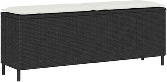 vidaXL Vidaxl - Banc de jardin avec coussin noir 110x30x40,5 cm r&eacute;sine tress&eacute;e