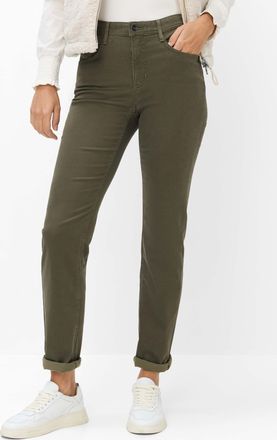 Brax 5-Pocket-Hose BRAX Style CAROLA, Damen, Gr. 40K (20), Kurzgr&ouml;&szlig;en, gr&uuml;n (khaki), Web, 40% Lyocell, 28% Modal, 17% Baumwolle, 12% Elastomultiester, 3% E