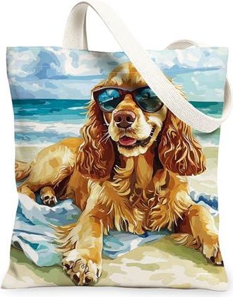 Generic Sac fourre-tout en toile motif l&eacute;vrier d&eacute;t&eacute; pour faire du shopping, 33 x 38,1 cm, sac d&eacute;picerie r&eacute;utilisable pour femme, peinture esth&eacute;tique, d&eacute;corati