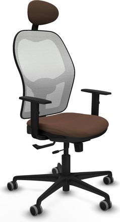 Piqueras y Crespo Brauner Schreibtischstuhl Jorquera mit 1D-Armen, h&ouml;henverstellbarer Lendenwirbelst&uuml;tze und festem Kopfteil, ausgestattet mit Syncro/Traslack und injiz