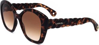 Lanvin LNV628S 214 Havana Sunglasses Woman Iniettato, Modified Rectangle, 54