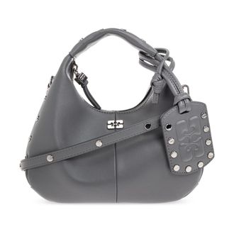 Ganni Mini Hobo Bag Nieten - - Bags - Damen - Grau - ONE SIZE
