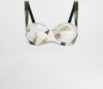 Dolce & Gabbana Balconette-bh Aus Paillettenbesetztem Satin Gardenien-print - Frau Unterwäsche Drucken 2b