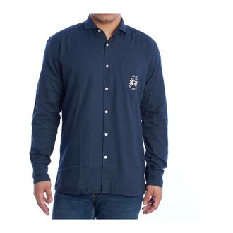 La Martina Klassisches Langarmhemd - - Shirts - Herren - Blau - 4XL