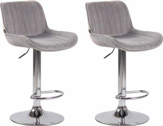 Clp 2er Set Barhocker Lentini Samt grau chrom