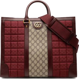 Gucci 2016-2025 mittelgroße Satchel-Tasche aus Canvas mit GG Supreme-Steppung - Rot