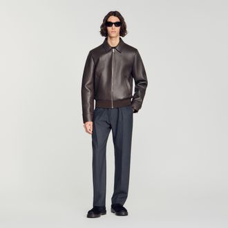 Sandro Lammlederjacke mit Rei&szlig;verschluss