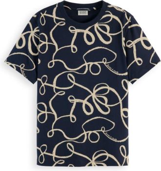 Scotch & Soda Damen All Over Printed T-Shirt, Ribbon Navy AOP, L EU