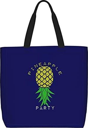 Generic Sac Fourre-Tout LAnanas &Agrave; LEnvers Joue Bien Avec Les Autres Sac &Agrave; Provisions Pliable Lavables Sacs En Toile Pour Femmes, Pour Shopping, Burea, Filles,