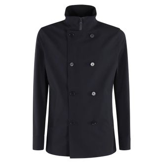 Duno Nylon Stretch Doppelreiher-Jacke - - Jackets - Herren - Blau - 2XL
