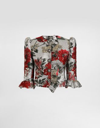Dolce & Gabbana Single-breasted Floral Jacket With Ruffles - Frau M&auml;ntel Und Jacken Mehrfarbig 38