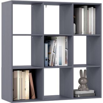 HOMCOM Biblioth&egrave;que - HOMCOM - 3 niveaux avec 9 compartiments - pour salon, bureau, chambre - panneau de particules - 91x29,5x91cm - gris