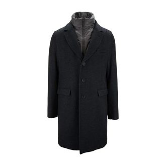 Herno Homme, Manteaux, Noir, Taille: 2XL Manteau en Laine Mélangée Zippé