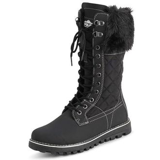 Polar Femmes Fausse Fourrure Chaude Thermique Imperm&eacute;able En Marchant Neige Lhiver Semelle En Caoutchouc Bottes - Noir/Noir - UK10/EU43 - YC0604