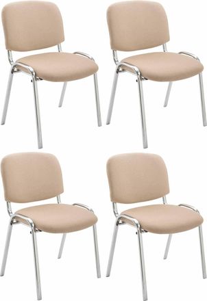 Clp 4er Set St&uuml;hle Ken Chrom Stoff I Gepolsterte Sitzfl&auml;che, Farbe:Creme
