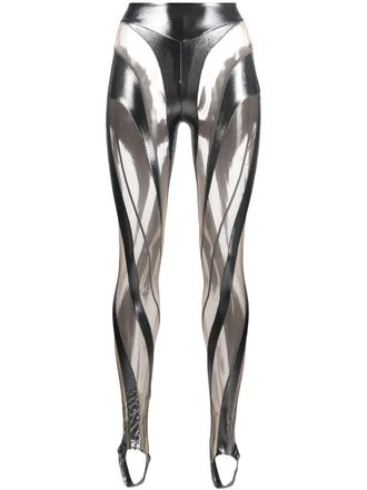 MUGLER Illusion Spiral Leggings - Silber