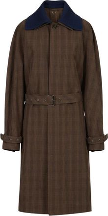 Iceberg Femme, Manteaux, Brun, Taille: 34 FR Manteau &agrave; Carreaux en M&eacute;lange de Coton et Lin