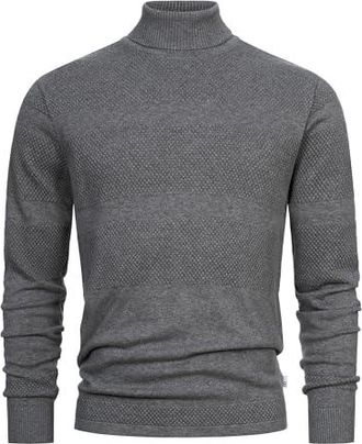 Kronstadt Hommes KSFisker Knit Sweater | Pull en Maille Fine avec col roulé en 100% Coton Lt Grey Mix L