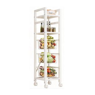 Generic Schlanker Aufbewahrungswagen, Badezimmer-Organizer, Rollwagen, L&uuml;cken-Aufbewahrungsregal Mit Ausziehbarem Korb, D&auml;mpfende Gleitschiene, for Enge Orte(