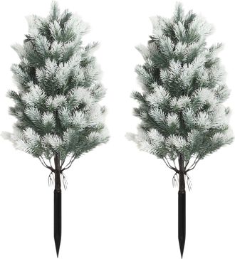 Generic 2 St&uuml;ck Outdoor Weihnachtsb&auml;ume 60 cm kleine Pfad Christbaum mit Eins&auml;tzen K&uuml;nstlicher wasserdichte Tannenbaum Weihnachtsdeko f&uuml;r Garten Vordert&uuml;r Ein
