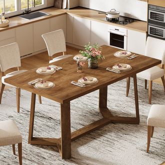 Tribesigns Esstisch f&uuml;r 4-6 Personen,120 x 80 cm moderner Esstisch aus MDF mit Massivoptik, rechteckiger K&uuml;chentisch - Schafft gem&uuml;tliches Wohnambiente