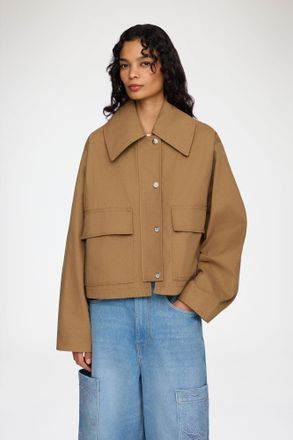 Ganni Veste en toile marron Dor&eacute; Coton biologique - Taille XS/S - Pour Femme