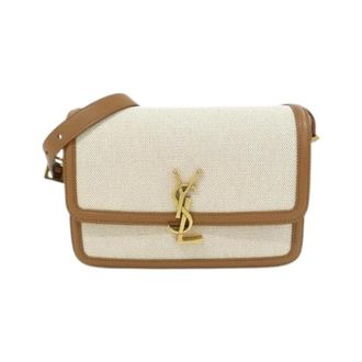 Saint Laurent Pre-owned Sac bandouli&egrave;re Solferino moyen en toile et cuir - Femme - Pre-owned - Beige - Taille: ONE Size