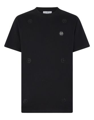 Philipp Plein Round Neck T-Shirt Monogram Stones Monogram