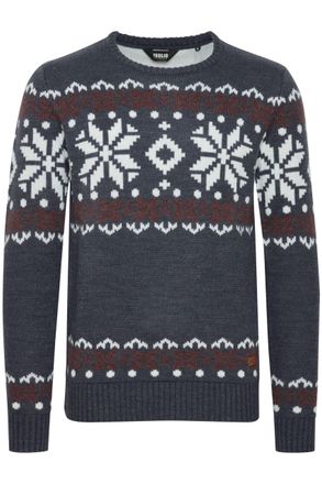 Solid SDNorwig Herren Weihnachtspullover Norweger-Pullover Winter Strickpullover Grobstrick Pullover mit Stretch Rundhals-Ausschnitt Regular fit, Gr&ouml;&szlig;e:L, F