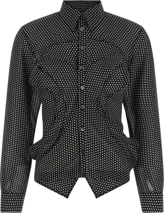 Junya Watanabe Femme, Blouses et Chemises, Multicolore, Taille: 38 FR Chemise &agrave; pois et ourlet asym&eacute;trique