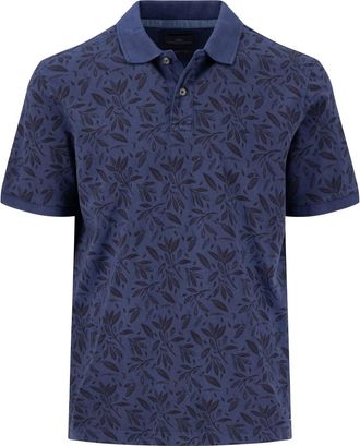 Fynch-Hatton Poloshirt aus Baumwolle mit botanischem Alloverprint Navy/XXL