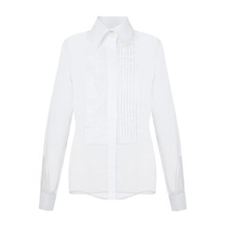 Elisabetta Franchi Hemd aus Organza und Baumwolle - - Blouses & Shirts - Damen - Wei&szlig; - L