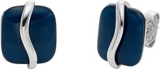 Skagen Clous doreilles Sofie Skagen, en verre de mer aux formes courbes, bleu, pour femme, SKJ1810040