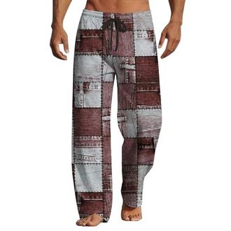 Generic Pantalon baggy en lin pour homme - Coupe ample - Jambes larges - Pantalon de jogging l&eacute;ger - Pantalon de sport d&eacute;contract&eacute; - Taille &eacute;lastique - Pantal