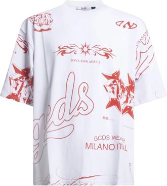 GCDS Gcds, Homme, Tops, Blanc, Taille: S T-shirt &agrave; manches courtes