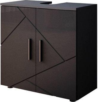 Vicco Waschbeckenunterschrank Anthrazit Hochglanz Irma 60x59x30 cm - Unterschrank für das Badezimmer, Ideal zum Verstauen von Putzmitteln, Handtüchern & Pfl