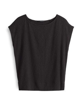 OPUS Damen Kurzarmshirt | Strukturiertes Shirt SEFURO Loose aus Jersey Midnight Brown, 40