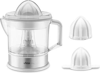 Ufesa Zing Elektrischer Entsafter, 40 W, 0,7 L Fassungsverm&ouml;gen, Edelstahlgeh&auml;use, 2 Kegel und verstellbarer Filter, bidirektionale Rotation, automatisches 