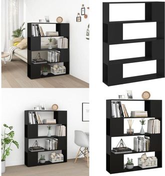 vidaXL Vidaxl - B&uuml;cherregal Raumteiler Schwarz 100x24x124 cm - B&uuml;cherregal - Raumteiler - Schrank - Schwarz - Holzwerkstoff - Home & Living