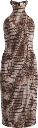 Elisabetta Franchi Femme, Robes, Brun, Taille: 38 FR Alligator Print Midi Dress