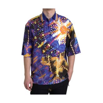 Dolce & Gabbana Homme, Chemises, Multicolore, Taille: 3XL Luminaire Print Cotton Polo Top