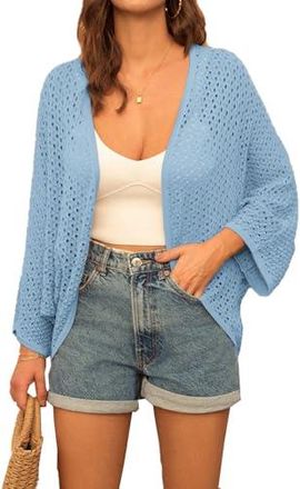 Grace Karin Élégant Cardigan Boléro dété Manches 3/4 Batwing Kimonos CL2641 Hell Blau M