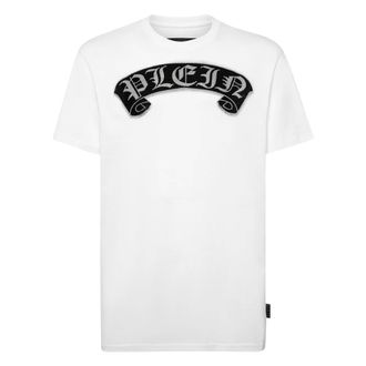 Philipp Plein Homme, Tops, Blanc, Taille: XL T-shirt &agrave; col rond avec cristaux