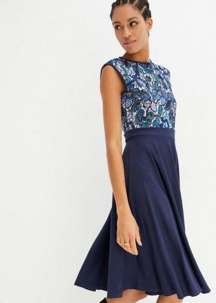Bonprix Midikleid f&uuml;r festliche Anl&auml;sse, aus Punto di Roma Material, &auml;rmellos