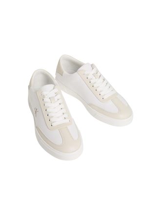 Calvin Klein Plateausneaker CALVIN KLEIN LOW PRO CUPS WT CANV MG, Damen, Gr. 39, wei&szlig;, ecru, Textil, unifarben mit Farbeinsatz, Schuhe Plateausneaker, Schn&uuml;rschuh,